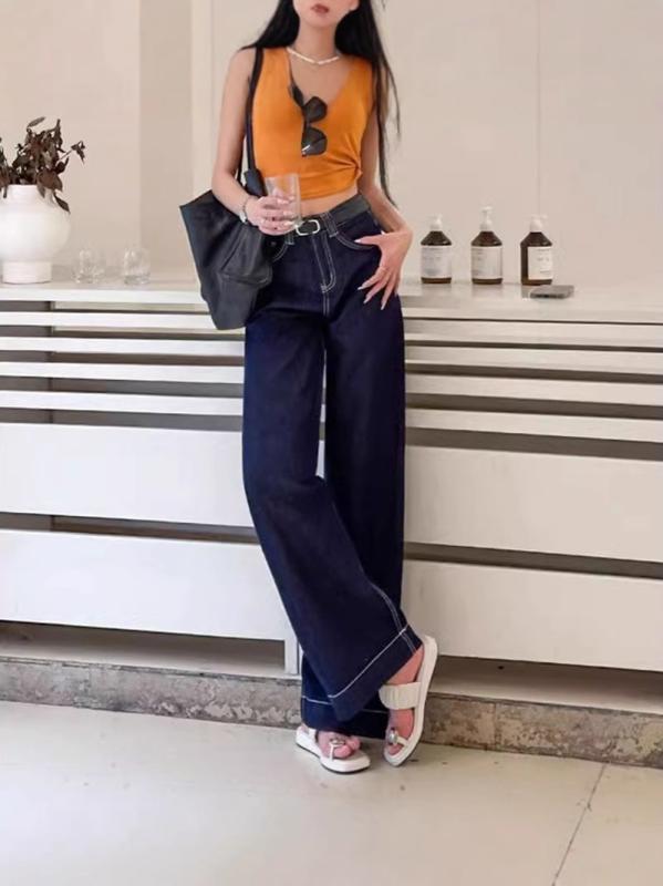 ・カテゴリ: 牛仔パンツ・スタイル: 通勤風・主な素材: 綿・主な素材含有量: 50%（含）-70%（不含）・デザイン: 直筒パンツ・デザイン: 阔腿・パンツ丈: ロング・ウエスト: 高腰・厚み: 通常・流行要素: ジッパー・カラー展開: ...