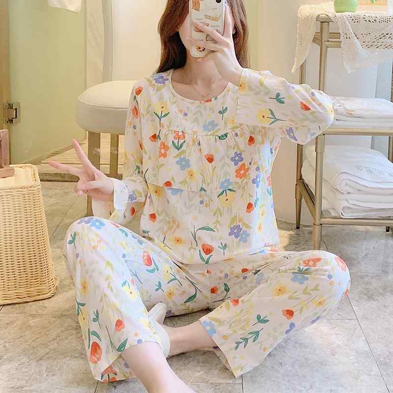 ・寝巻き: パジャマ・タイプ: プルオーバー・主な素材: 粘性繊維・厚さ: 薄手・生地厚さ: 中程度（約181-200g/平方メートル）・ネックライン: ラウンドネック・袖丈: 長袖・パンツ丈: フルレングス・機能: 快適・利用シーン: ホ...