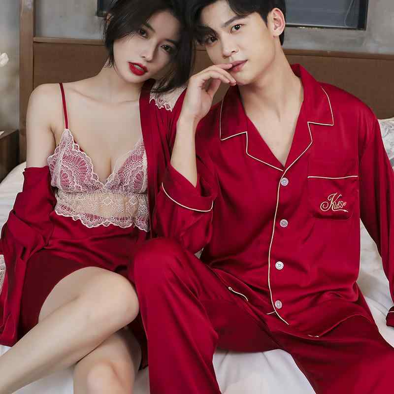 パジャマ: 商品カテゴリ ポリエステル: 素材 アイスシルク: 生地 レース: デザイン 薄手: 厚さ 101-120g/平方メートル: 生地の厚さ シャツカラー: 襟型 長袖: 袖丈 長ズボン: パンツ丈 リラックス: 機能 通気性: 機...