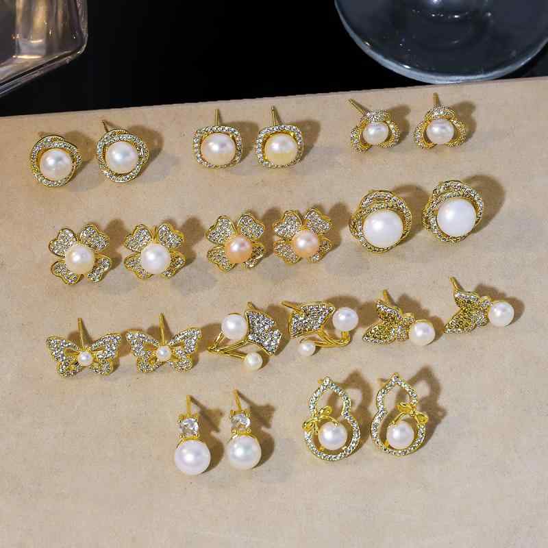 ・素材: 珍珠・造型: 文字、数字、アルファベット・加工: 珍珠・カラー: E0554 淡水珍珠耳环, E1342 花朵淡水珍珠耳环, E0166 淡水珍珠葫芦耳环, E0114 淡水珍珠耳环・流行要素: 円形・スタイル: ファッションOL...