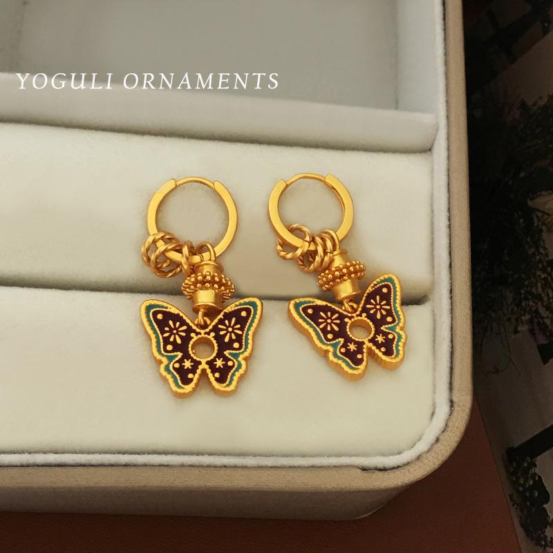 ・素材: 銅・モチーフ: 昆虫(蝶)・加工: 電気メッキ・カラー: 蝶・対象: 女性・スタイル: レトロ・カテゴリ: イヤリング・流行要素: 蝶