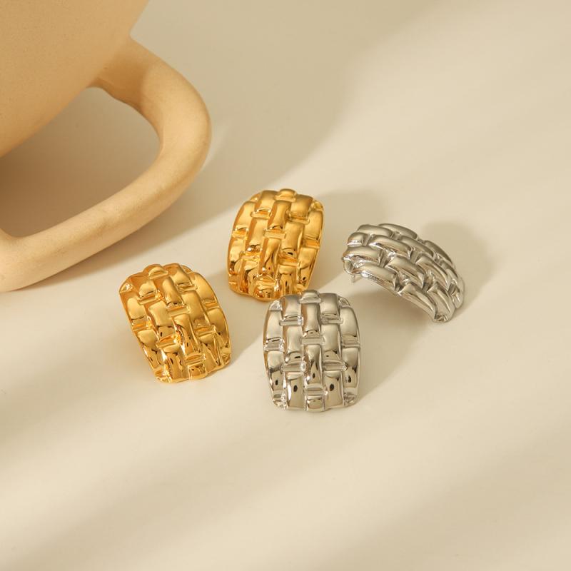 ・素材: ステンレス・形状: 幾何学型・処理方法: 電気メッキ・カラー: HC-E10107, HC-E10107-S・スタイル: INS風・種類: イヤリング・対象: 女性・特徴: 不規則, 格子柄