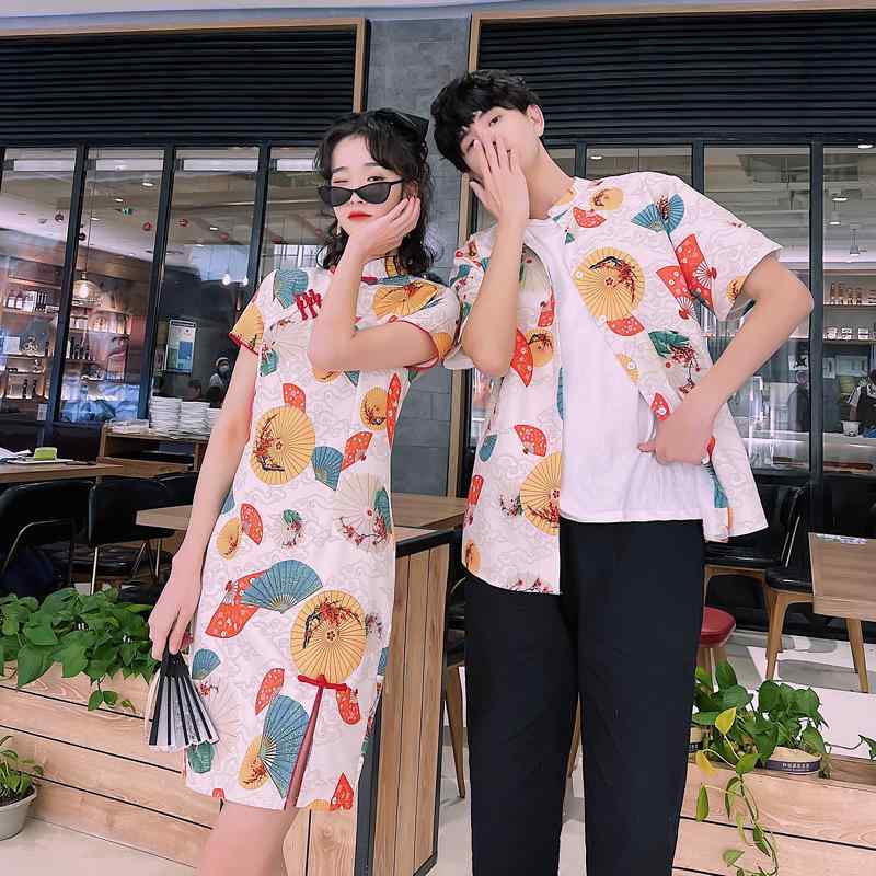 ・袖丈: 五分袖・柄: 3D・素材: 綿・カラー: 女裙、男衬衫、男裤・サイズ: S、M、L、XL、XXL、XXXL、4XL、5XL・スタイル: 文芸復古、中国風・袖のタイプ: レギュラー袖・加工方法: プリント