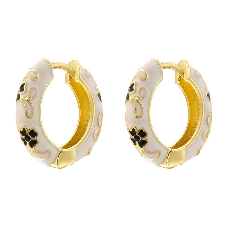 2個セット・素材: 銅・造型: 花卉・処理工芸: 滴油・カラー: 白色赤花弁・流行要素: 花, 花弁・スタイル: スイート・対象: レディース・商品カテゴリ: イヤリング