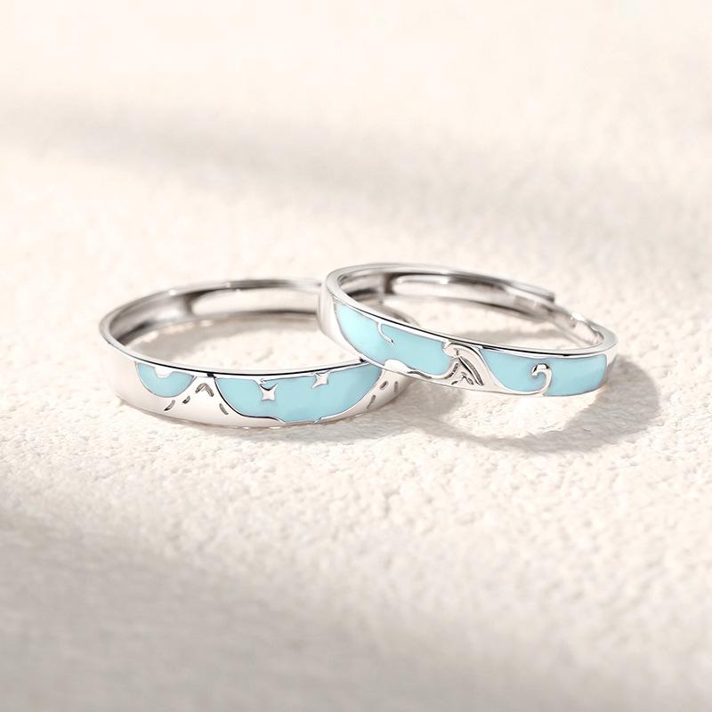 ・種類: リング、指輪・素材: シルバー925・造型: 幾何学型・処理: 電気メッキ・カラー: シルバー(夜光)・サイズ: フリー(調整可能)・デザイン: 浪花、花柄、テクスチャ・スタイル: オリジナルデザイン・対象: ペア・カテゴリー: ...