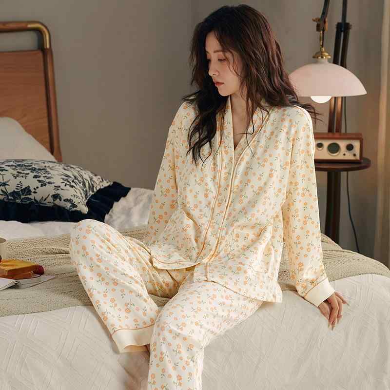 ・カテゴリ: セットアップ・素材: 綿・スタイル: 甘くて可愛い・生地の厚さ: 厚手 (約201-250g/平方メートル)・ネックライン: Vネック・袖丈: 長袖・パンツ丈: 長ズボン・機能: カジュアル, 通気性, 睡眠, 伸縮性, 部屋...