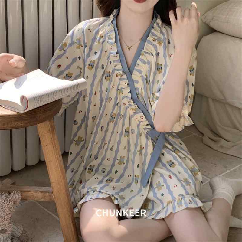 ・商品カテゴリ: セットアップ・生地: 云朵棉・スタイル: ラグジュアリー・主な素材: ポリエステル100%・厚さ: 薄手・生地の厚さ: 薄手(約101-120g/平方メートル)・ネックライン: Vネック・袖丈: 五分袖・パンツ丈: ショー...