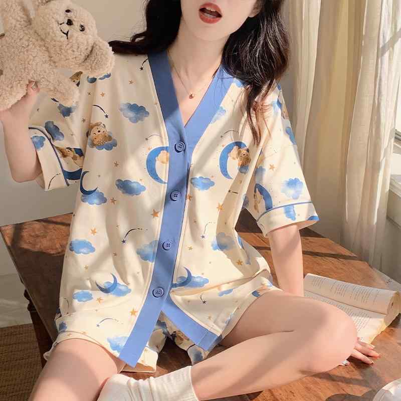 ・カテゴリ: セットアップ・スタイル: 小香風・素材: ポリエステル・厚さ: 薄手・ネックライン: Vネック・袖丈: 半袖・パンツ丈: ショートパンツ・機能: レジャー, 通気性, 睡眠, 伸縮性, ホームウェア, 清涼感, 快適, 外出可...