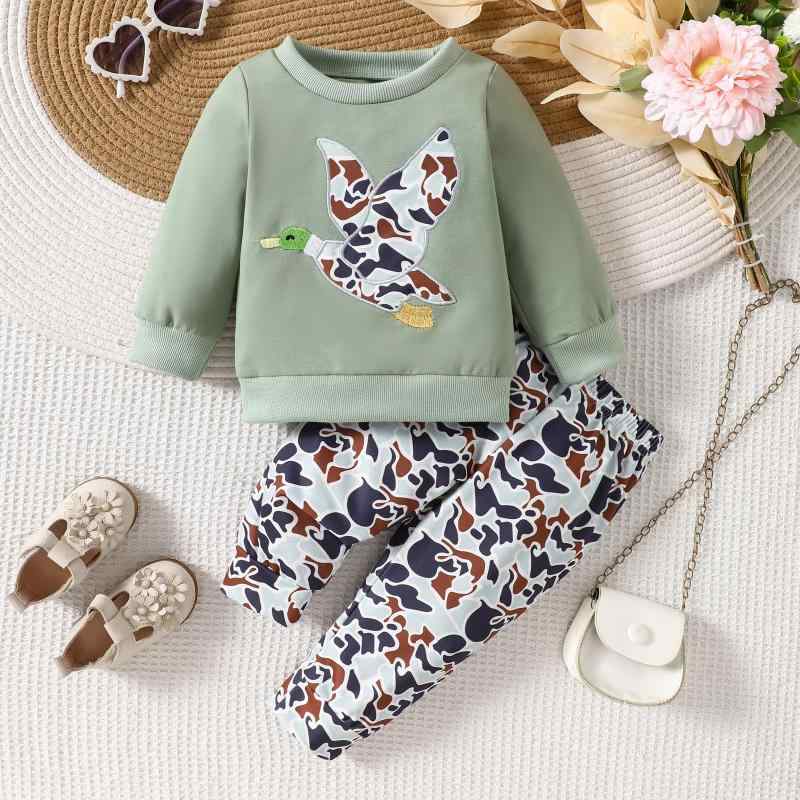 ・対象: 男児・スタイル: スポーツ・セット内容: パンツ、トップス・袖丈: 長袖・パンツ丈: 長ズボン・厚さ: 普通・柄: 動物、迷彩・素材: 綿混紡・素材構成: 綿65%・対象年齢: 1～3歳・対象年齢: 80～100cm・フード: な...