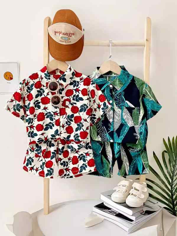 ・商品カテゴリ: 子供用セットアップ・対象: 男の子・スタイル: カジュアル・セット内容: シャツ、パンツ・袖丈: 半袖・パンツ丈: ショート・生地の厚さ: 薄手・柄: 迷彩、花柄・素材: 化学繊維混紡、ポリエステル100%・対象年齢: 1...