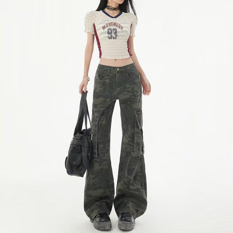 ・カテゴリ: ジーンズ・スタイル: ワークパンツ、レトロ・素材: 綿・パンツ丈: フルレングス・股上: ミッドライズ・厚さ: 普通・加工: ダメージ加工・カラー: 迷彩柄・サイズ: XS、S、M、L、XL、2XL・生地の伸縮性: なし・シル...