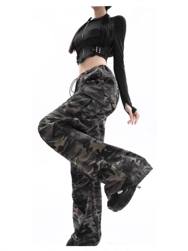 ・素材: スパンデックス・スタイル: ストレート・パンツ型: ワイドレッグ・パンツ丈: フルレングス・ウエスト: ルーズ・厚さ: 薄手・デザイン: ポケット・カラー: 迷彩色・サイズ: S、M、L、XL、XXL・スタイル: ストリート、ヒッ...