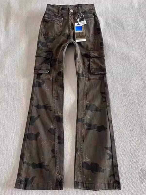 ・素材: 綿、ポリエステル・生地: デニム・スタイル: ベーシック・パンツ丈: フルレングス・ウエスト: ミドルウエスト・厚さ: 普通・特徴: ポケット・カラー: 迷彩・サイズ: S、M、L、XL、2XL、3XL、4XL・スタイル: 通勤・...