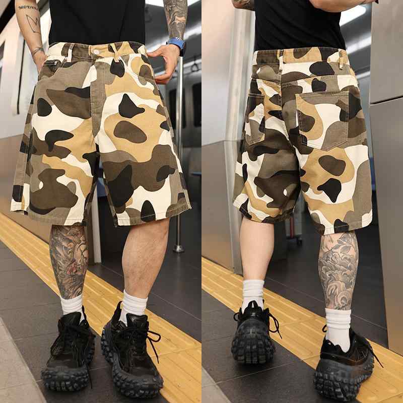 ・スタイル: 韓国・パンツ型: ストレート・パンツ丈: ショート・ウエスト: ローライズ・フロント: ジッパーフライ・厚さ: 薄手・柄: 無地・素材: デニム・主な素材: 綿・裾: ストレート・ストレッチ: ノンストレッチ・色: 迷彩・サイ...