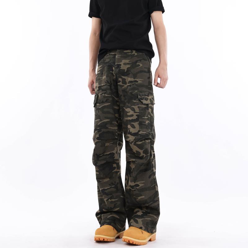 ・カテゴリ: カジュアルパンツ・スタイル: 流行・パンツのタイプ: ストレート・パンツ丈: フルレングス・股上: ハイウエスト・生地の厚さ: 薄手・柄: 迷彩・対象: 青少年、成人・メイン素材: 綿・パンツ裾のデザイン: ストレート・ディテ...