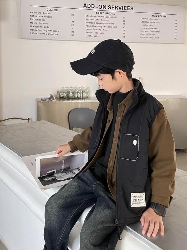 ・対象: キッズ・性別: 男の子・対象年齢: 中・高学年(8歳以上)・スタイル: 韓国・ネックライン: 襟付き・生地加工: 柔らか加工・袖丈: 長袖・柄: 無地・素材: 綿・素材構成: 綿100%・安全レベル: B・カラー: コーヒーブラウ...