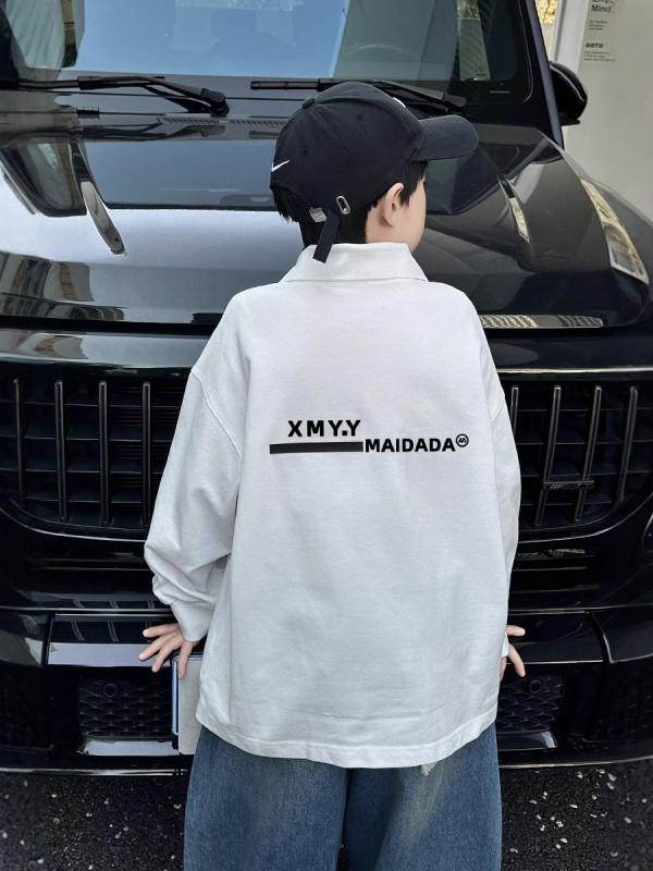 ・安全等級: B類・スタイル: 韓国風・適用性別: 男の子・適合シーズン: 春、秋・素材: 綿45%、ポリエステル55%・柄: アルファベット・商品番号: TXW833・カラー: 白 (約250g)・適合身長: 120cm、130cm、14...