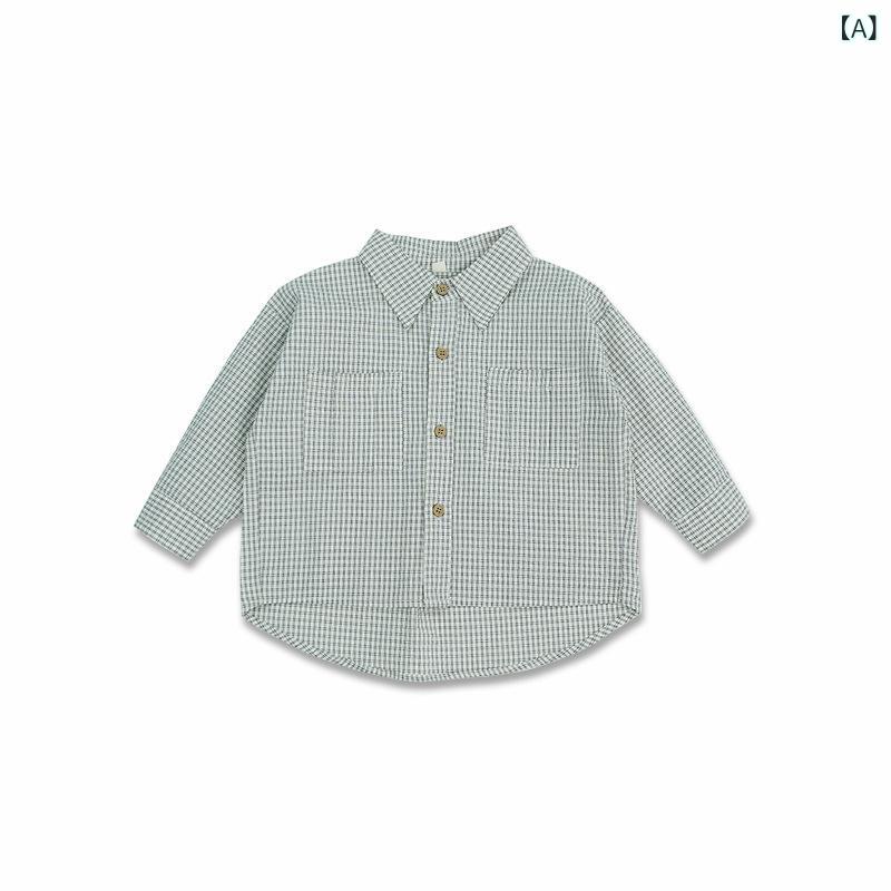 ・対象性別: 男女兼用・対象年齢: 乳幼児(1～3歳、80～100cm)・実写画像有無: モデルなし・スタイル: 韓国版・襟型: 襟付き・袖丈: 長袖・柄: 格子柄・要素: 格子柄、ブリティッシュ、流行・素材: 綿・主な生地構成: 綿100...