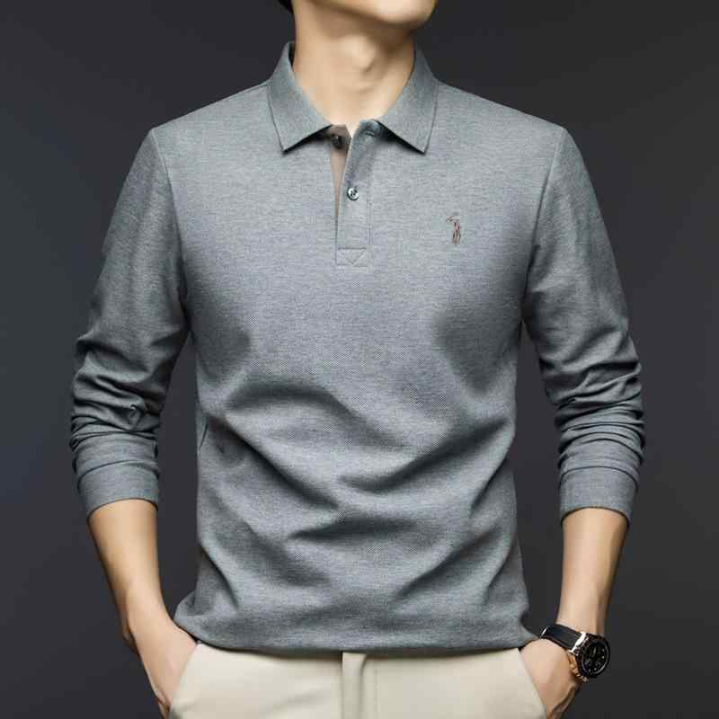 ・カテゴリ: ポロシャツ・スタイル: ベーシック・袖丈: 長袖・フィット: レギュラー・柄: 無地・加工: 刺繍・厚さ: 普通・対象: 35歳以上のビジネスマン・素材: 綿100%・シーン: カジュアル・カラー: グレー, ダークグレー, ...