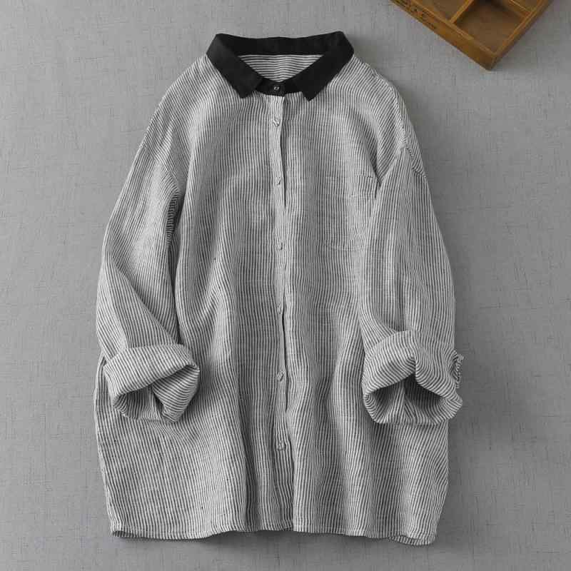 ・素材: 綿麻、その他・柄: ストライプ・スタイル: カーディガン・袖丈: 長袖・フィット: ゆったり・着丈: 普通（50cm超～65cm以下）・ネックライン: ポロ襟・袖のタイプ: レギュラー・カラー: ブラックストライプ、ブルーストライ...