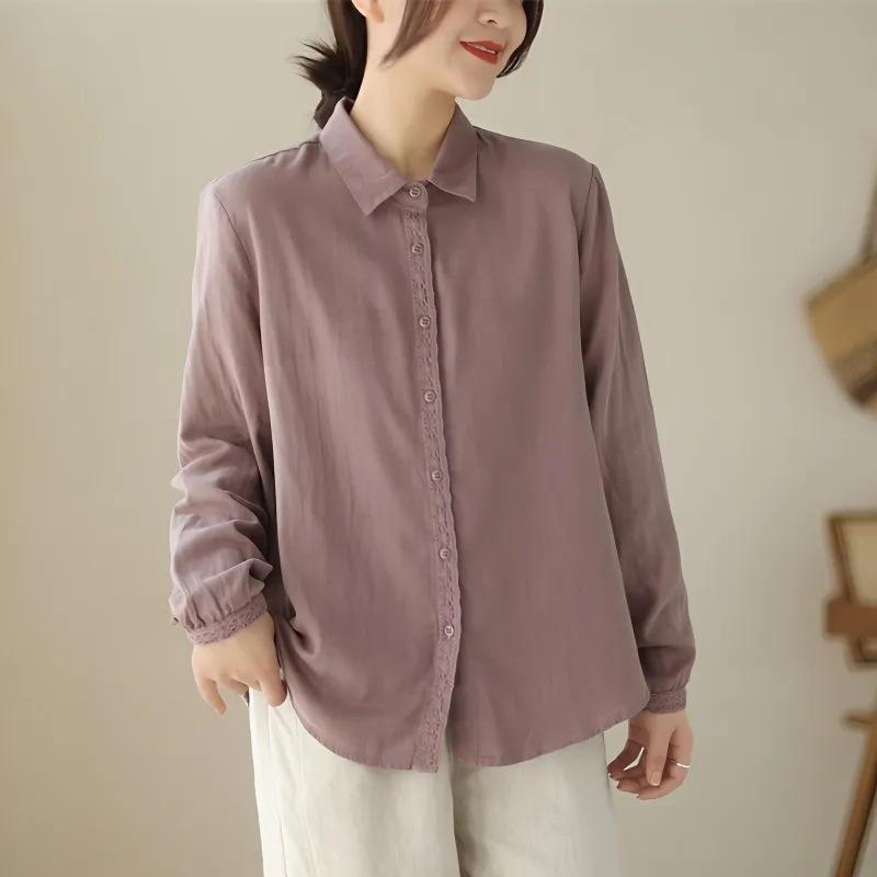 ・素材: 綿・スタイル: カーディガン・袖丈: 長袖・フィット: ゆったり・着丈: ミドル丈(50cm超～65cm以下)・ネックライン: ポロネック・袖のタイプ: レギュラー袖・ディテール: レース・カラー: 豆グリーン, パープル, ホワ...