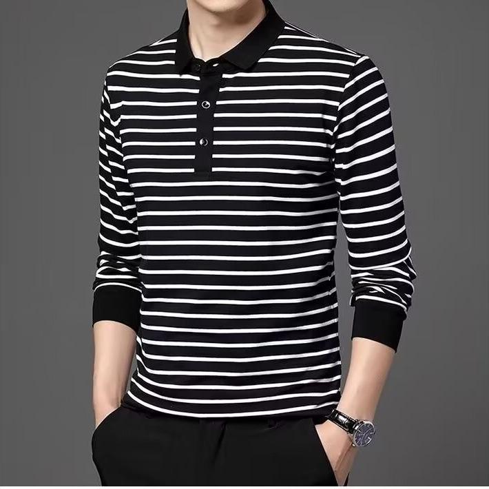 ・カテゴリ: Tシャツ・スタイル: 韓国風・柄: ストライプ・フィット: レギュラー・対象年齢: 青年・ネックライン: 襟付き・袖丈: 長袖・厚さ: 普通・素材: ポリエステル96%以上・シーン: カジュアル・ディテール: その他・色: ホ...