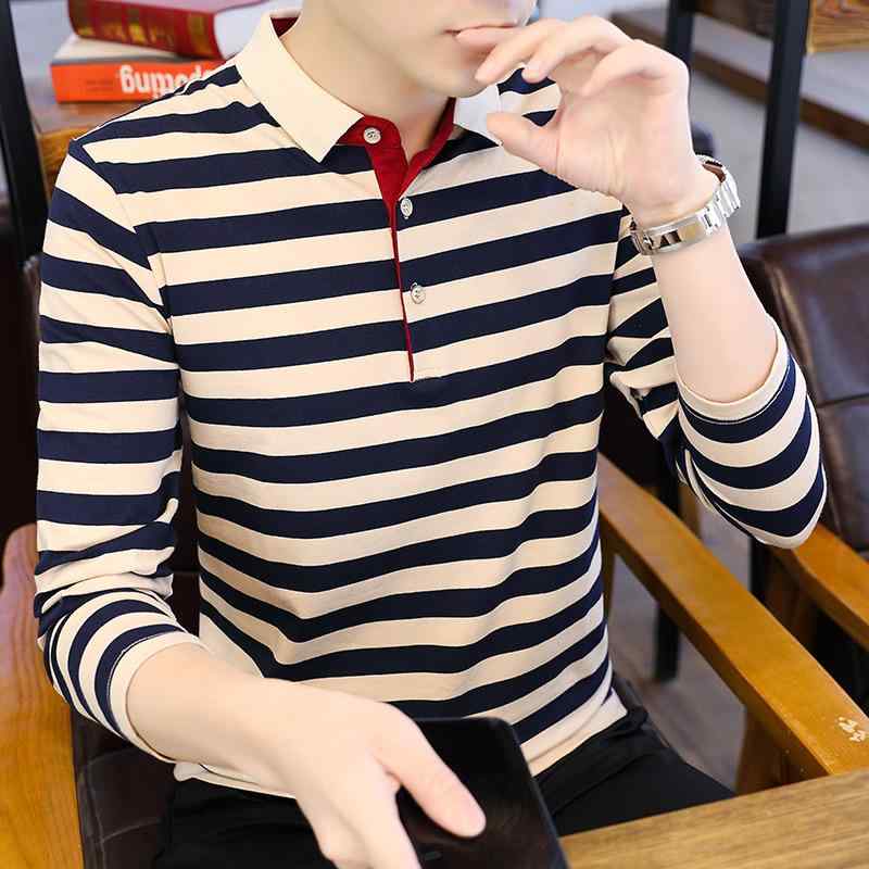 ・スタイル: ベーシック・素材: 綿・柄: ストライプ・タイプ: プルオーバー・ネックライン: 襟付き・袖丈: 長袖・厚さ: 普通・対象: 青年・メイン素材の含有量: 30%以下・シーン: カジュアル・ディテール: ワッペン・カラー: グリ...