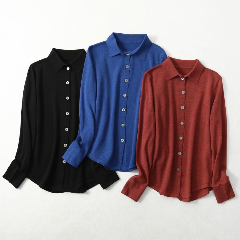 ・素材: 桑蚕丝、ニット・柄: 無地・組み合わせ: シングル・スタイル: カーディガン・シルエット: ゆったり・袖: 通常袖・襟: 襟付き・袖丈: 長袖・着丈: ミドル丈 (50cm～65cm)・加工: 高温定型・カラー: ブラック、ブルー...