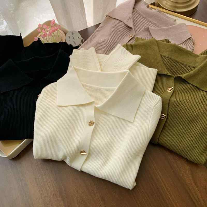 ・カテゴリ: カーディガン・柄: 無地・厚さ: 中・スタイル: 名媛風・袖丈: 長袖・袖タイプ: 通常袖・ネックライン: ポロネック・カラー: ホワイト、カーキ、ブラック、マスタードグリーン、アプリコット・サイズ: フリーサイズ・素材: そ...