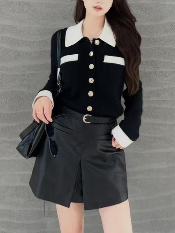 ・カテゴリ: カーディガン・素材: レーヨン・柄: 無地・厚さ: 普通・スタイル: カーディガン・シルエット: スリム・袖丈: 長袖・襟: ポロ・着丈: 短め(40cm超50cm以下)・要素: ボタン・カラー: ブラック・サイズ: S、M、...