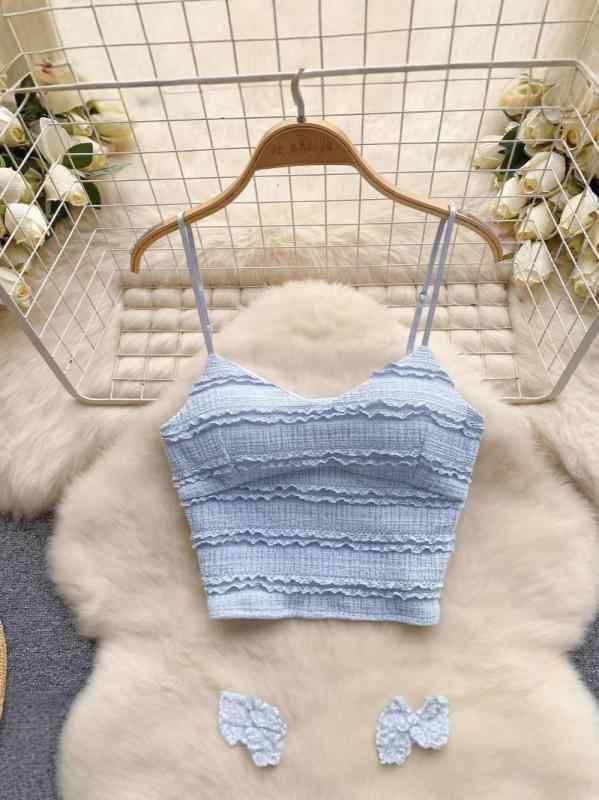 ・スタイル: 吊帯・シルエット: ウエストシェイプ・着丈: 超短・柄: 無地・デザイン: フリル・素材: ポリエステル・素材（混紡率）: ポリエステル95%以上、スパンデックス30%以下・カラー: ブルー、ホワイト、ブラック、ピンク、ベージ...