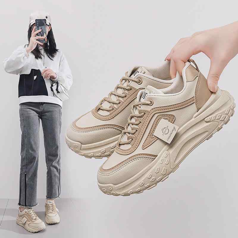 ・スタイル: 韓国版・流行の要素: ステッチ、レザー・つま先の形状: ラウンドトゥ・アッパー素材: 合成皮革・性別: 女性・ヒールの高さ: ミドルヒール (3-5cm)・柄: 無地・シーズン: 春、夏、秋・カラー: カーキ、ブラック、ホワイ...