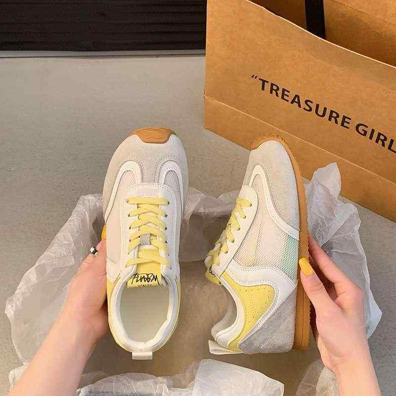 ・カテゴリ: スニーカー・スタイル: 韓国風・性別: 女性・アッパー素材: メッシュ・流行の要素: クロスストラップ、厚底、配色・靴のつま先の形状: ラウンドトゥ・ヒールの高さ: ミドルヒール(3〜5cm)・カラー: イエロー、グリーン・サ...