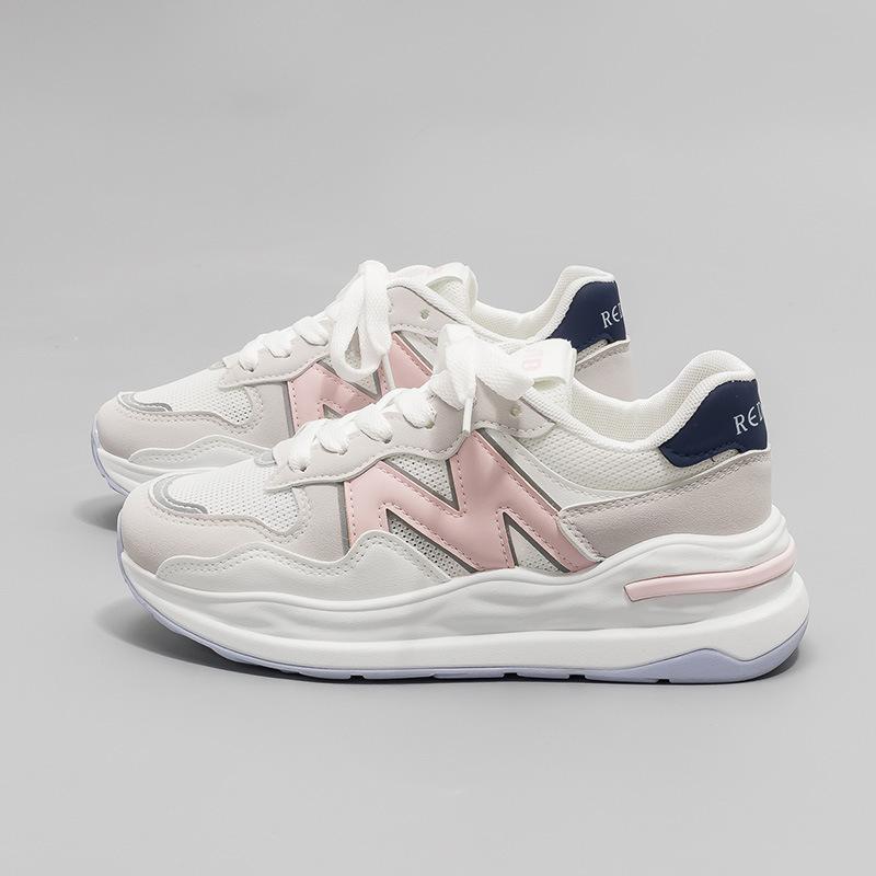 2個セット・商品カテゴリ: スニーカー・スタイル: 韓国風・対象: 女性・アッパー素材: 合成皮革・流行の要素: ステッチ、クロスストラップ、厚底・つま先の形状: ラウンドトゥ・ヒールの高さ: ミドルヒール（3-5cm）・カラー: ホワイト...