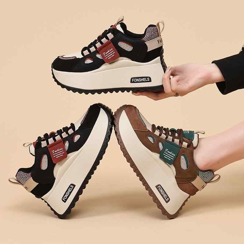 ・スタイル: 韓国版・流行の要素: 翻边、ステッチ、浅い履き口、厚底、クロスストラップ、レザー・つま先の形状: ラウンドトゥ・アッパー素材: マイクロファイバー・靴の高さ: ローカット・ヒールの高さ: ハイヒール（6-8cm）・柄: 無地・...