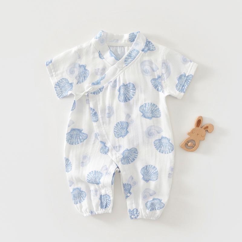 ・安全等級: A類・素材: 綿・袖丈: 半袖・生地: 綿布・スタイル: 清新・対象: 新生児(0~1歳、80cm以下)、男女兼用・種類: ロンパース・厚さ: 薄手・メイン素材: 再生セルロース繊維69%・留め方: 斜め合わせ紐・付属品: 帽...