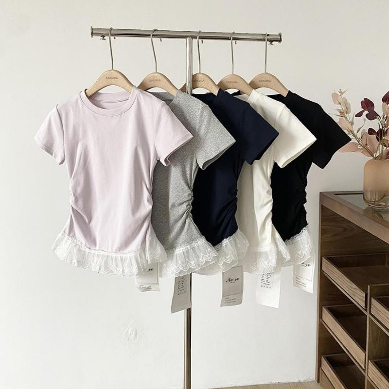 ・カテゴリ: Tシャツ・スタイル: 通勤・主な素材: 綿90-95%、スパンデックス30%以下・柄: 純色、ステッチ・ネックライン: クルーネック・袖丈: 短袖・フィット: スリムフィット・流行要素: リブ、レイヤード、プリーツ、シンプルカ...
