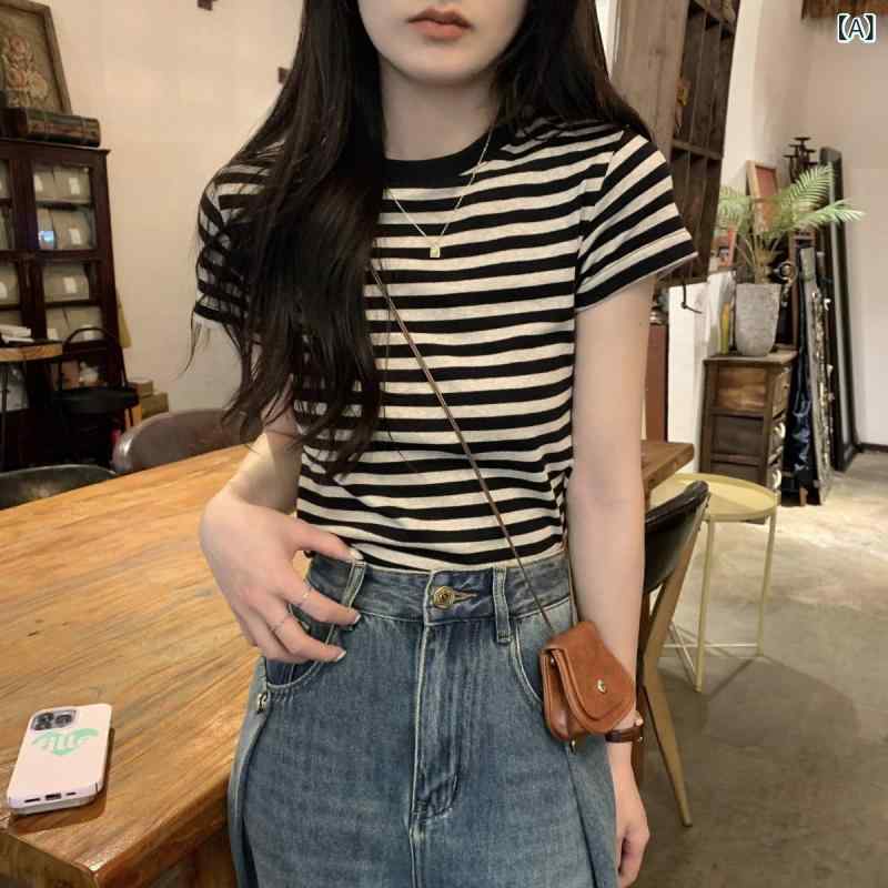 ・カテゴリ: Tシャツ・主な素材: ポリエステル90-95%・柄: 条紋/格子・スタイル: 通勤風・ネックライン: クルーネック・袖丈: 短袖・袖型: 通常袖・プリント: デジタルプリント・フィット: スリムフィット・衣丈: 普通丈(50c...
