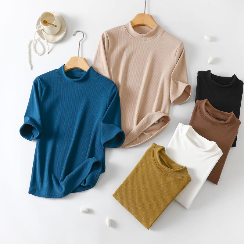 ・カテゴリ: Tシャツ・スタイル: 日韓レジャー・主な素材: ポリエステル80-90%・袖丈: 五分袖・柄: 環境・フィット: スリムフィット・衣丈: 普通・ネックライン: 半高領・カラー展開: 月牙白、こバルブルー、ミルクコーヒー、モカブ...