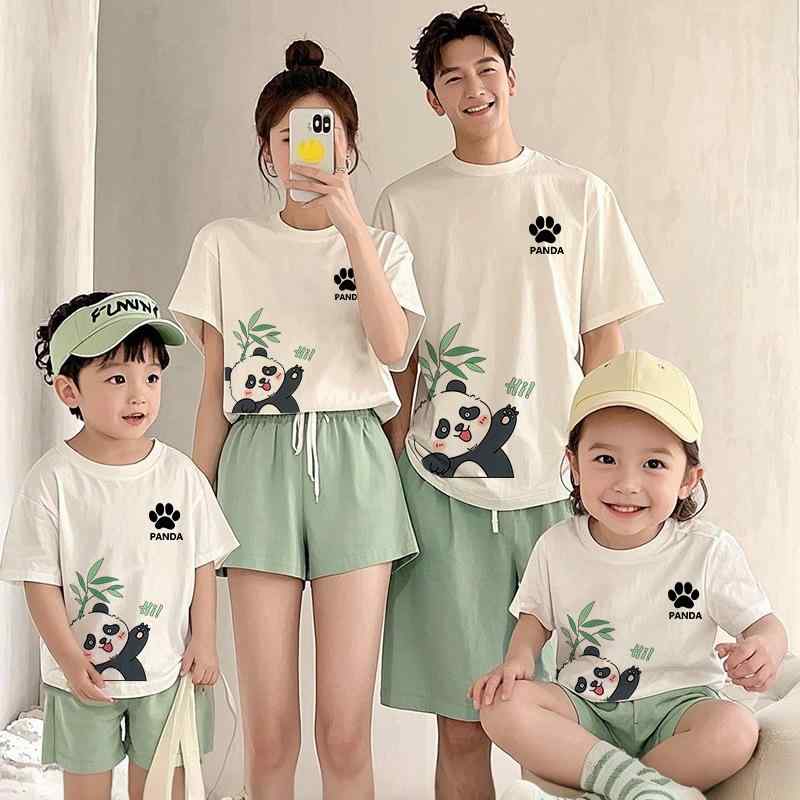 ・カテゴリ: Tシャツ・対象: 男女兼用・親子服種類: Tシャツ・スタイル: カジュアル・柄: カートン、抽象、プリント・厚さ: 普通・素材: 綿100%・安全等級: B類・色: 白色、杏色、ピンク、紫色、水色、黄緑、黄色、赤色、短パン-緑...