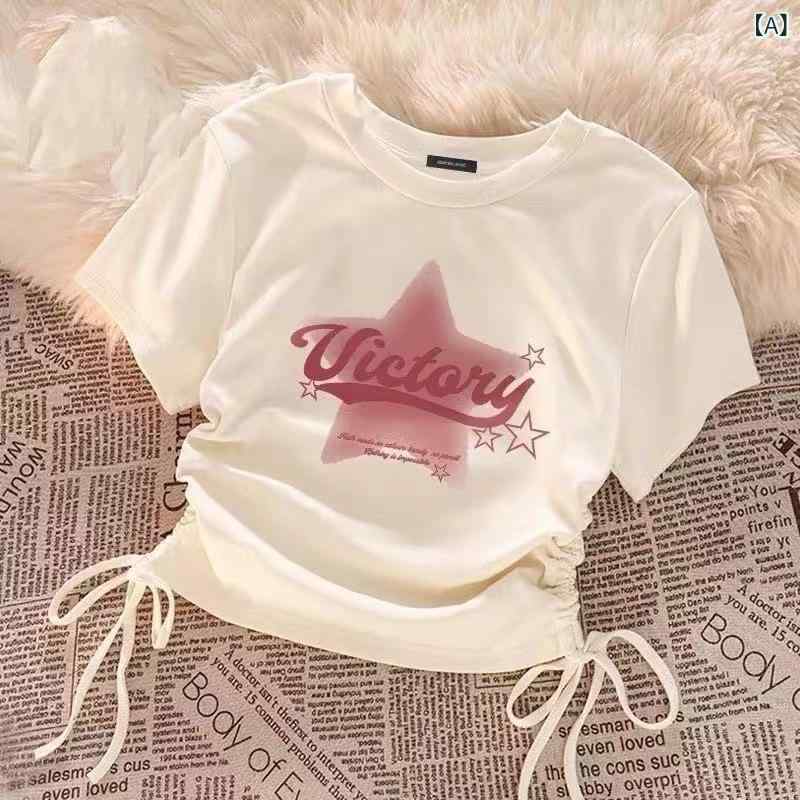 ・カテゴリ: Tシャツ・スタイル: 甘い風・主な素材: ポリエステル100%・袖丈: 短袖・ネックライン: ラウンドネック・フィット: ルーズフィット・衣丈: 普通(50cm超～65cm以内)・柄: プリント