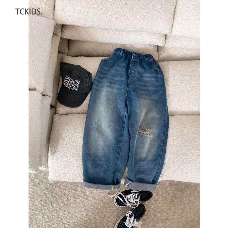 カテゴリ: 子供用パンツ・スタイル: 韓国風・素材: デニム、綿95%・対象: 中性、男女兼用・対象年齢: 8歳以上・股: クローズド・柄: 無地・モデル写真: 実物写真・要素: トレンド・ウエスト: ミドルウエスト・フロント: ゴムウエス...