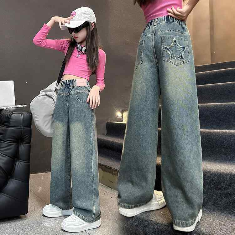 ・スタイル: 韓国版・生地: デニム・安全レベル: B類・パンツ丈: 長ズボン・主な生地の組成: 綿・主な生地の組成含有量: 80%・対象: 女児・対象年齢層: 中・高学年(8歳以上、140cm以上)・種類: 子供用パンツ・デザイン: 無地...