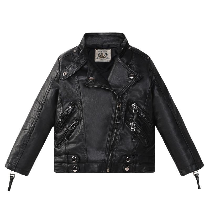 ・性別: 女児・対象年齢: 中小（3〜8歳、100〜140cm）・ネックライン: スタンドカラー・シーズン: 冬、春、秋・スタイル: 欧米・柄: 無地・厚さ: 普通・フード: なし・袖丈: 長袖・生地: PUレザー・裏地: ポリエステル・前...