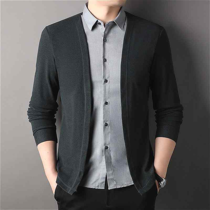 ・カテゴリ: ニットカーディガン・スタイル: ベーシック・デザイン: 無地・ネックライン: 襟付き・袖丈: 長袖・フィット: レギュラー・素材: 化繊混紡、綿54%・対象年齢: 成人・対象: 男性・色: 墨緑, 黒灰, 棕紅, 黒色・サイズ...