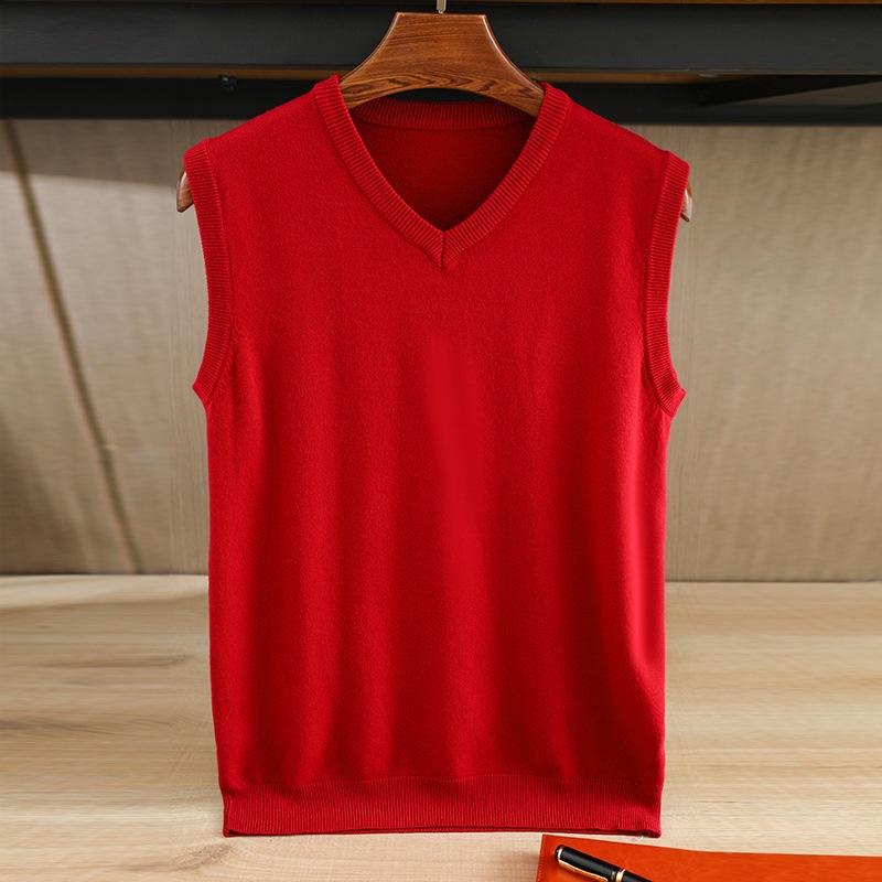 ・素材: 羊毛91%~95%・スタイル: 通勤・ネックライン: Vネック・袖丈: ノースリーブ・タイプ: プルオーバー・フィット: ゆったり・着丈: ミドル丈(50cm超65cm以下)・柄: 配色・対象年齢: 成人・対象: メンズ・色: ベ...