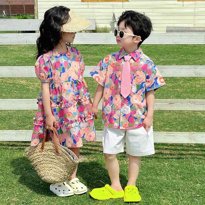 ・対象: 子供・スタイル: 韓国・セット内容: パンツセット・対象年齢: 3～8歳 (100～140cm)・袖丈: 半袖・厚さ: 薄手・素材: 綿・主な素材: 綿100%・安全等級: B・カラー: ピンク（上着、上着＋パンツ、スカート）、イ...