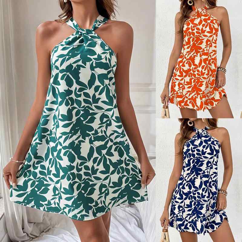 ・カテゴリ: ワンピース・スタイル: セクシー・柄: 花柄・ネックライン: ホルターネック・袖丈: ノースリーブ・素材: ポリエステル・素材割合: 95%以上・カラー: オレンジレッド, ブルー, グリーン・サイズ: S, M, L, XL...