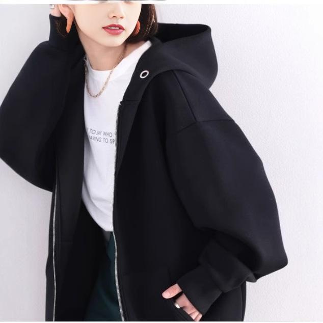 ・柄: 無地・スタイル: カーディガン、カジュアル・フィット: ゆったり・袖丈: 長袖・袖タイプ: レギュラー・ネックライン: フード付き・特徴: ジッパー・素材: ポリエステル繊維、綿 (30%-50%)・カラー: ブラック、コーヒー・サ...