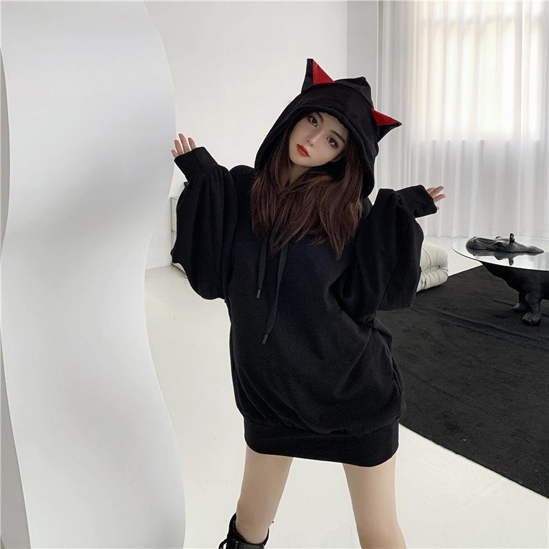 ・項目: スウェット/トレーナー・項目: プリント・項目: プルオーバー・項目: ルーズ・項目: シングル・項目: 長袖・項目: レギュラー袖・項目: フード付き・項目: 普通・項目: ポリエステル・項目: ブラック・項目: M, L, X...